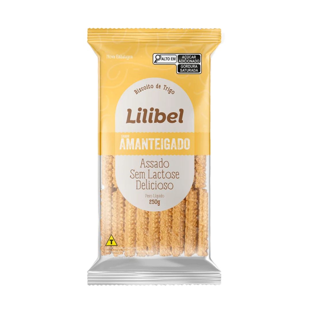 BISCOITO DE TRIGO SABOR AMANTEIGADO SEM LACTOSE 250G LILIBEL - Foco ...